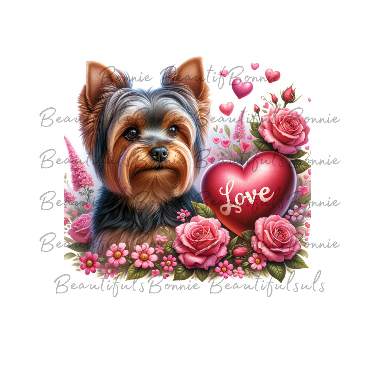 Yorkshire Terrier Valentine Digital Art - Etsy