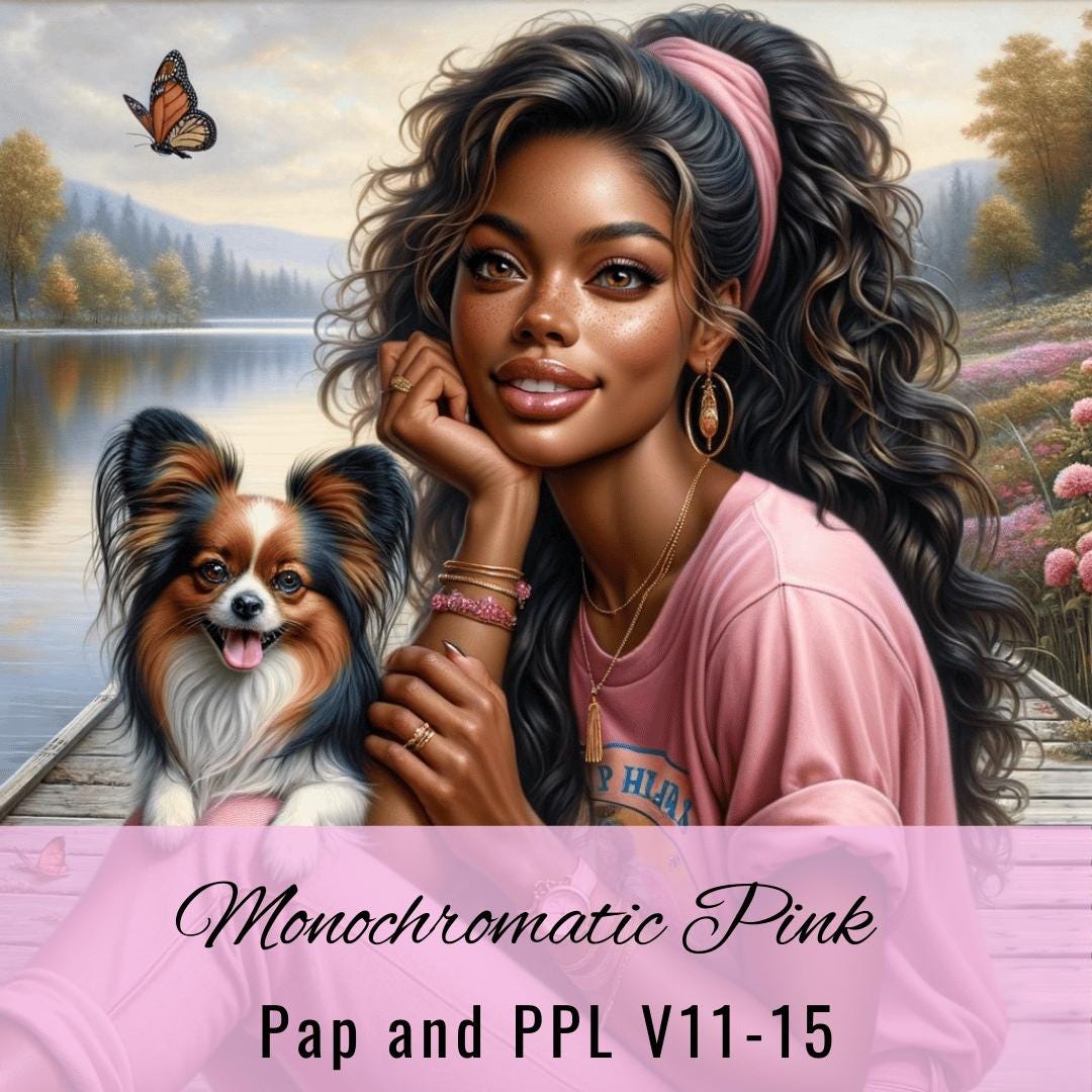 Monochromatic PINK Papillon and People Series V11-15 - Etsy