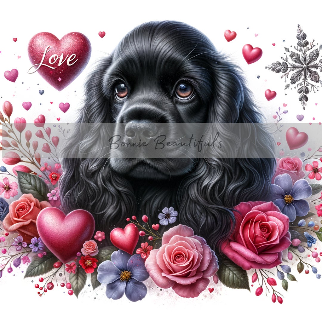 Cocker Spaniel Valentine: Adorable Cocker Spaniel Surrounded With ...