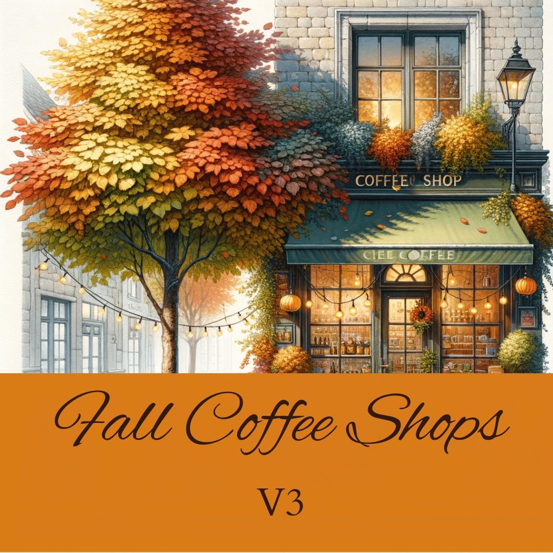 Cozy Coffee Shop Fall-themed Digital Art: V3 - Etsy