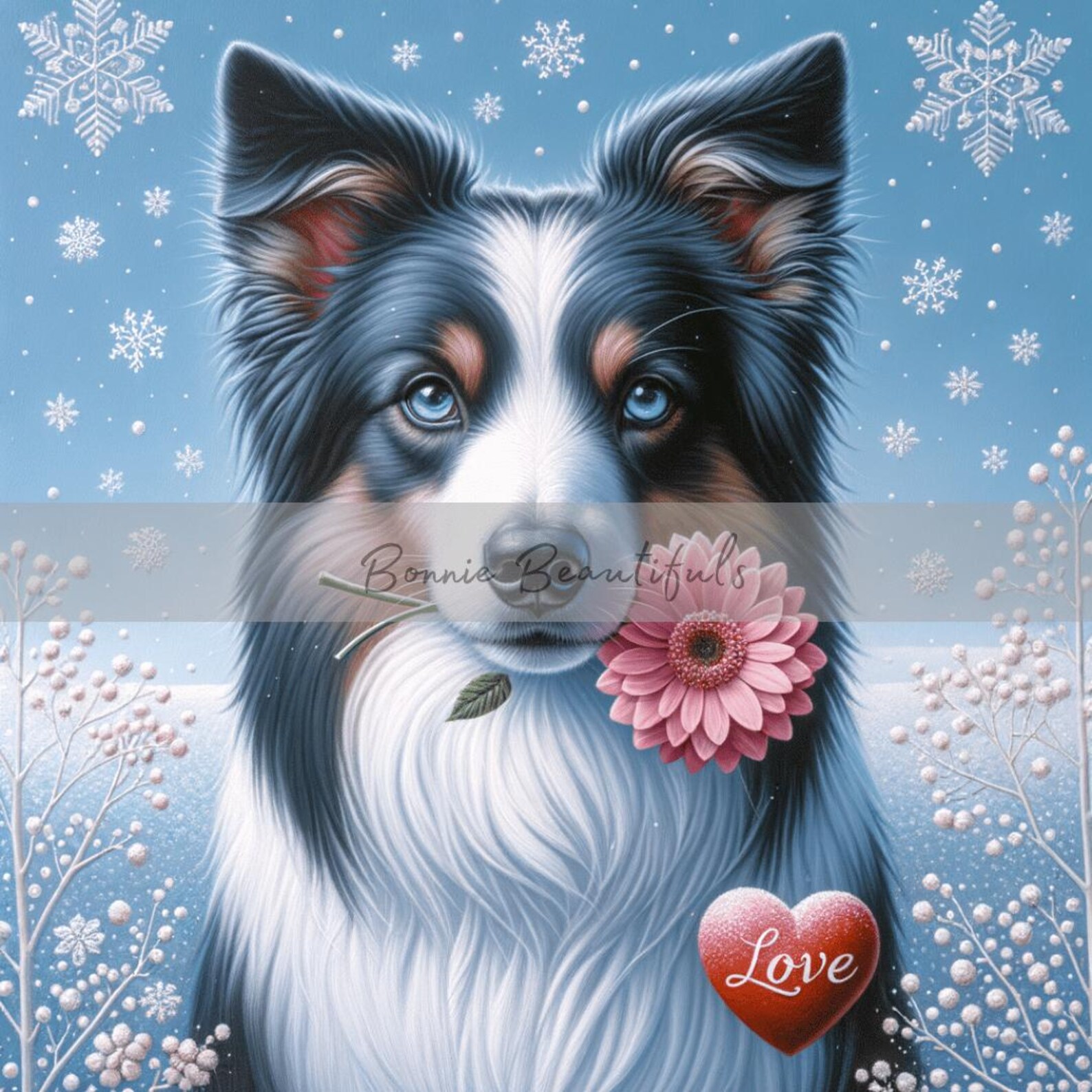 Border Collie Valentine Digital Art BUNDLE - Etsy