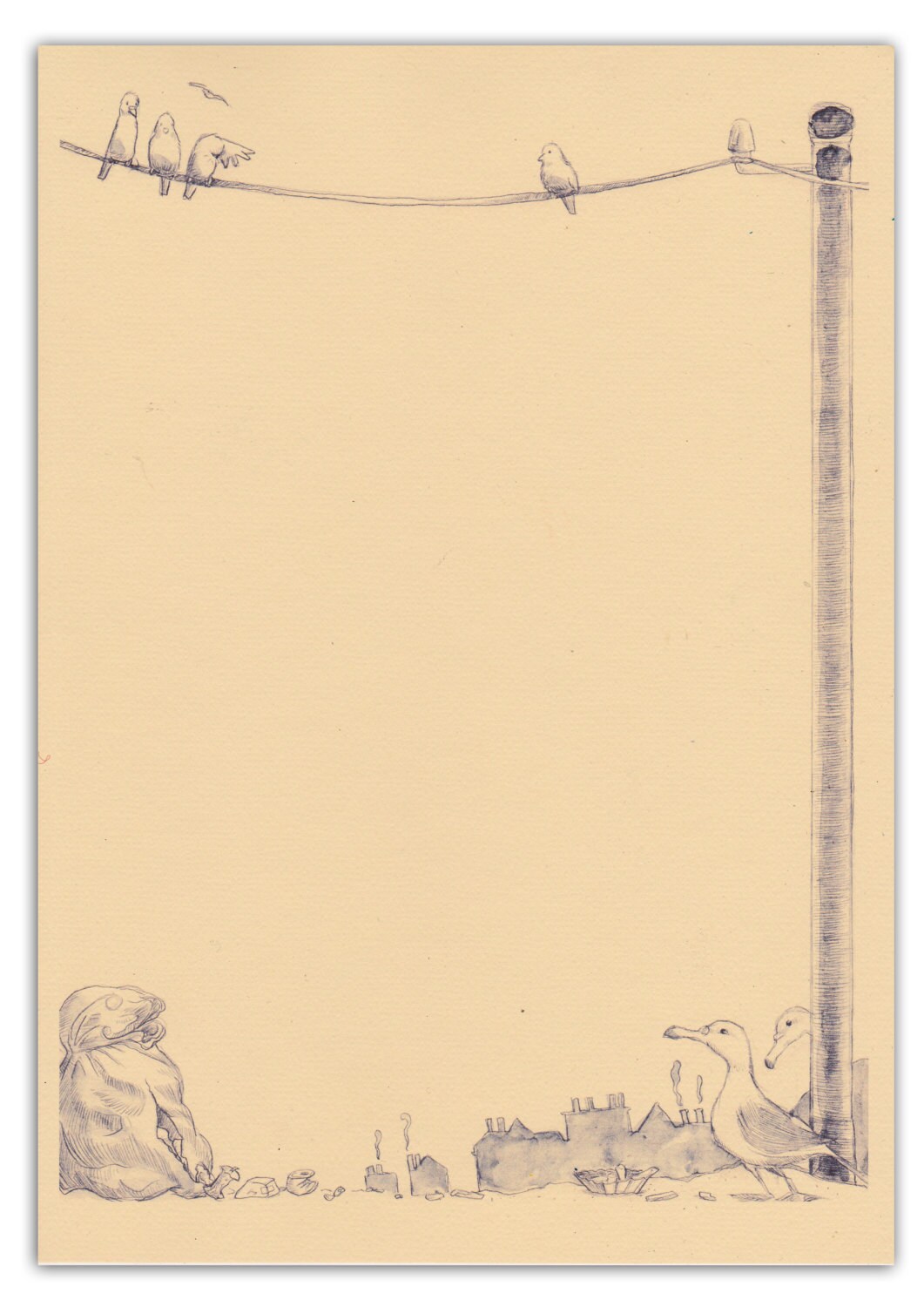 Writing Set, Stationary Set, Cream With Beautiful Seagull Scenery ...