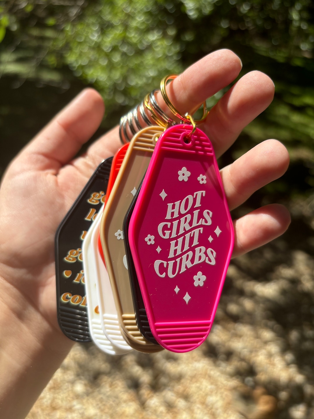 Hot Girls Hit Curbs Keychain, Gift for Her, Keychain, Funny Gift, Pink ...