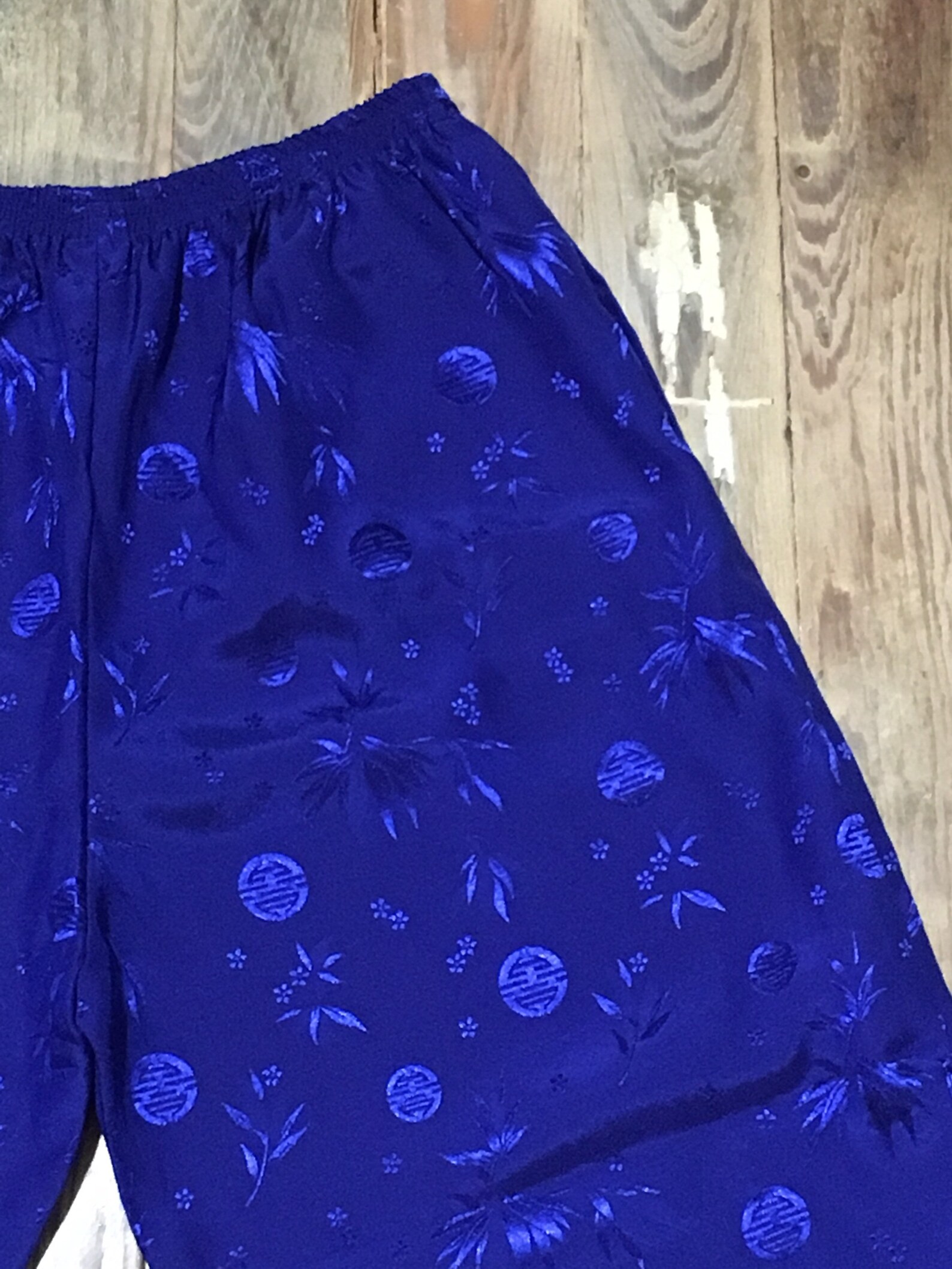 Blue Silky Printed Pants - Etsy