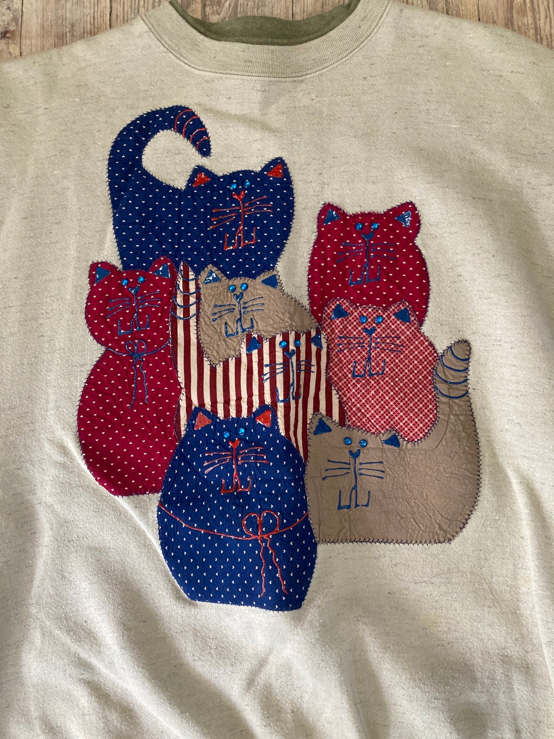 Quilted Cat Crew Neck - Etsy