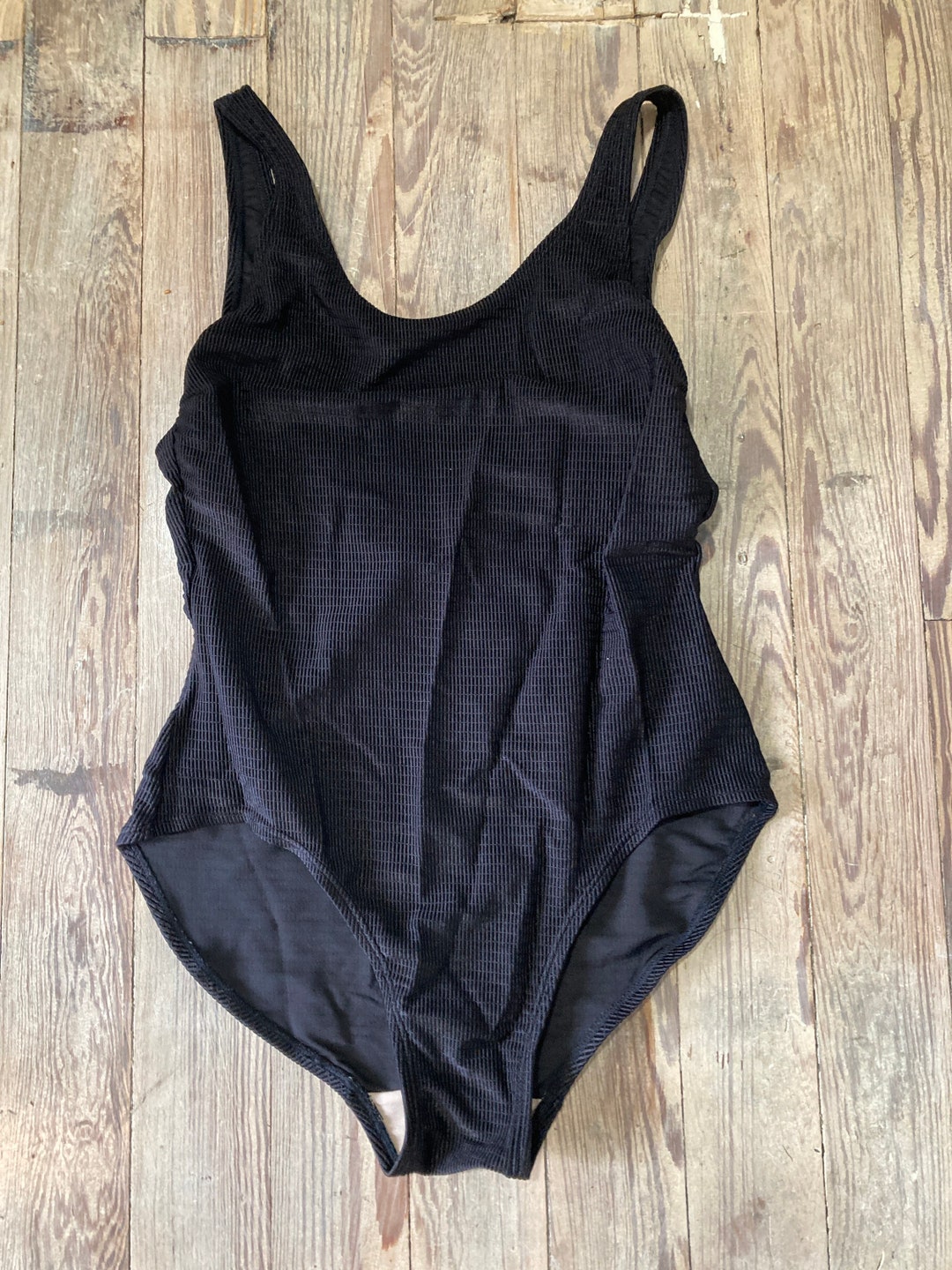 Black Ribbed Swim Suit - Etsy