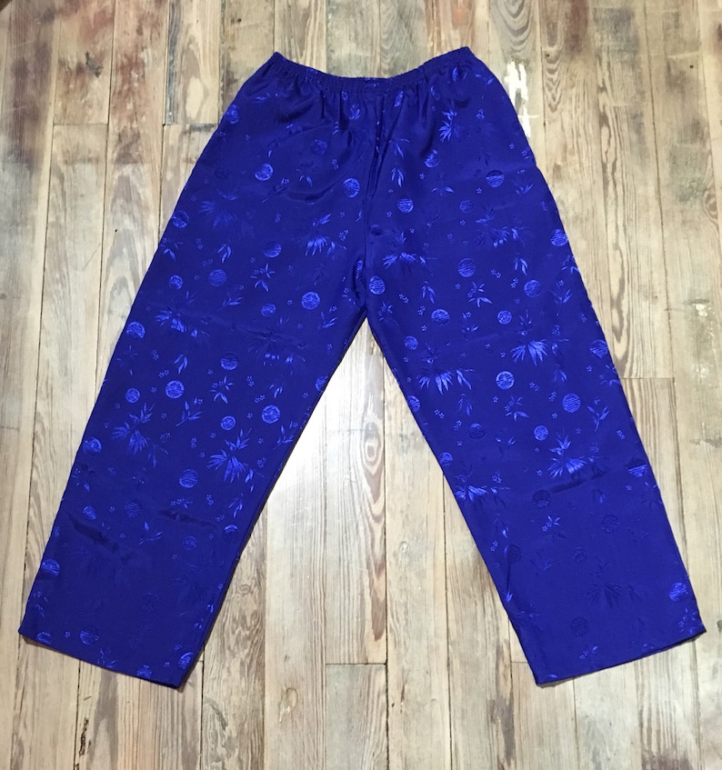 Blue Silky Printed Pants - Etsy
