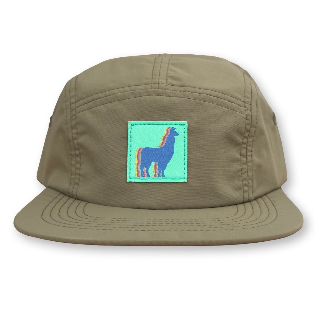 Llama Five Panel Hat / Biscuit Nylon With Turquoise Mountain Llama ...