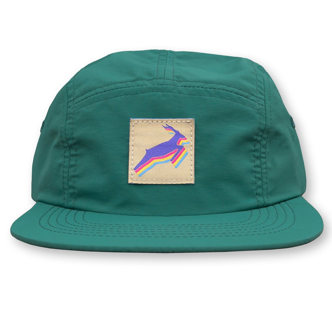 Antelope Five Panel Hat / Teal Nylon With Savannah Antelope Patch - Etsy