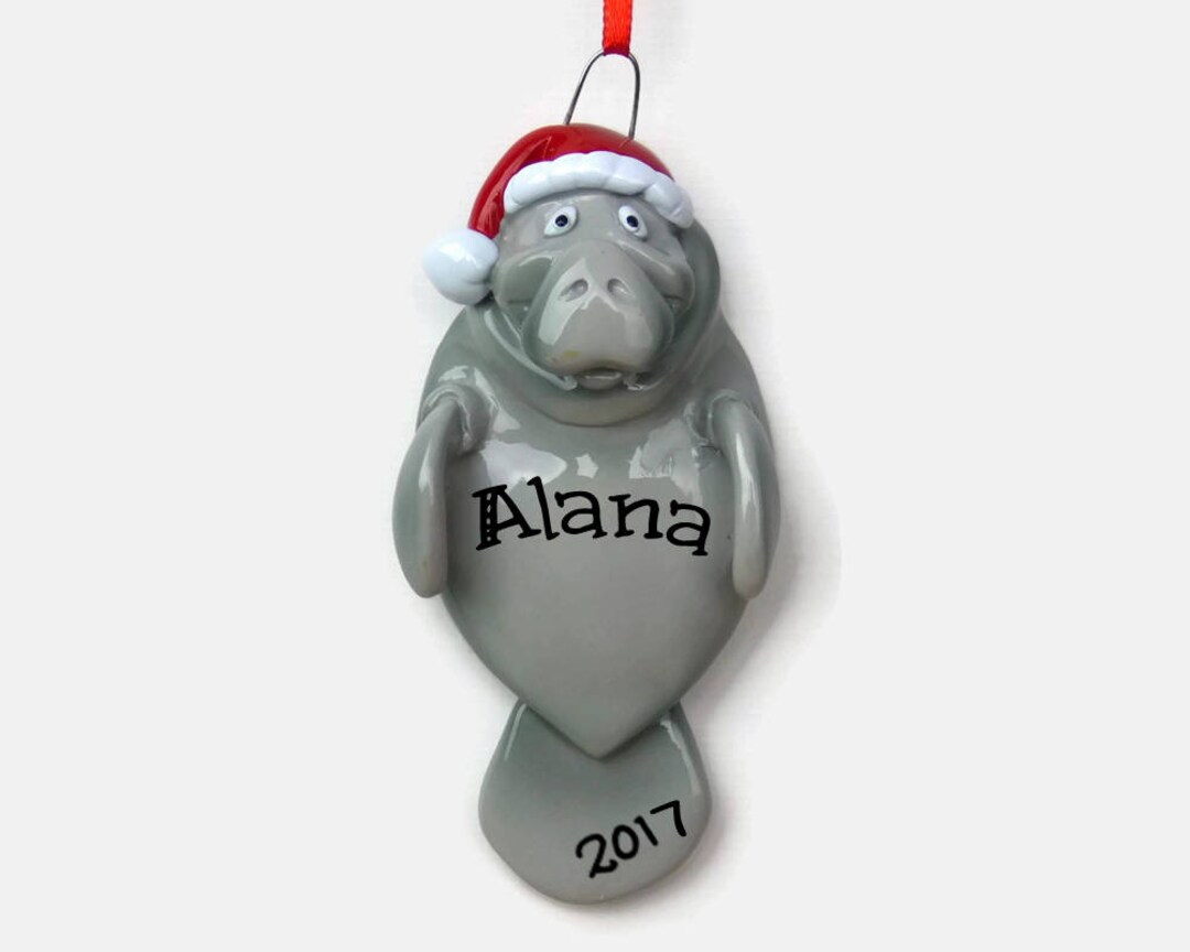 Manatee Personalized Ornament - Hand Personalized Christmas Ornament - Etsy