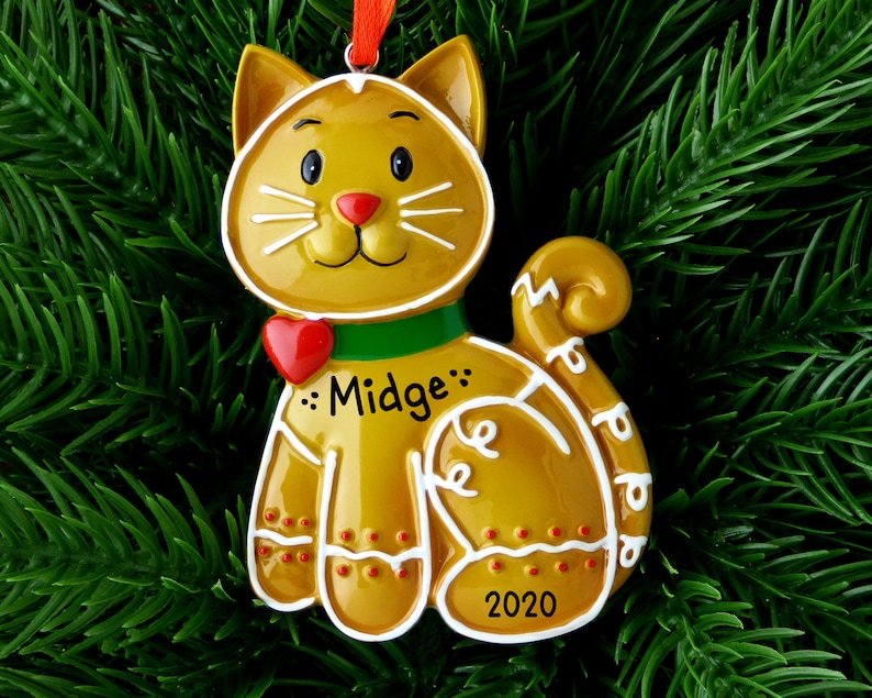 Gingerbread Cat Personalized Ornament Kitten's First - Etsy