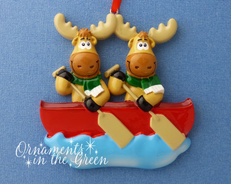 2 Moose in a Canoe Family Personalized Ornament Animal - Etsy