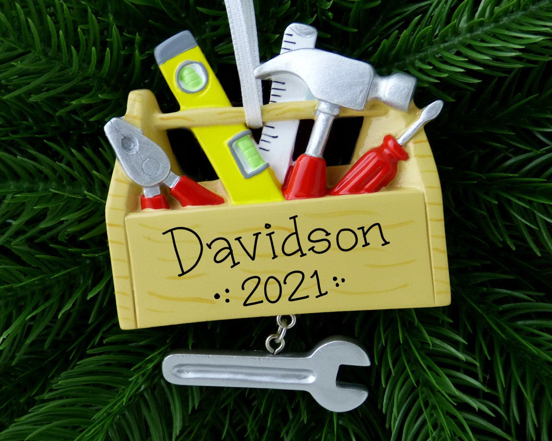 Toolbox Personalized Ornament - Carpenter - Handyman - Hand ...