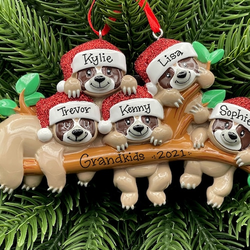 Sloth Family Ornament Sloth Ornament Personalized Christmas - Etsy