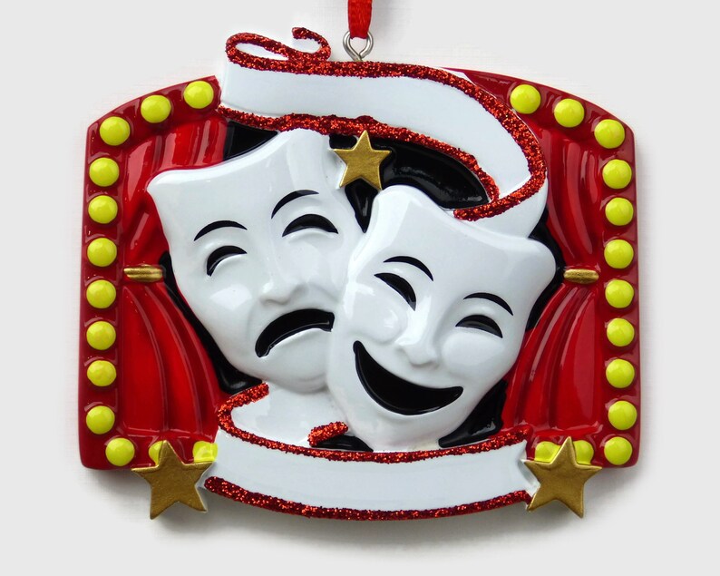 Drama Personalized Ornament - Tragedy and Comedy Theater Masks - Stage ...
