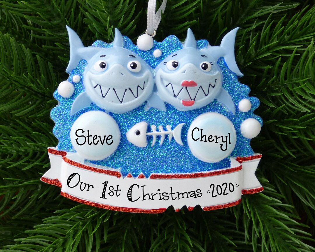 2 Sharks Ornament - Shark Couple Personalized Christmas Ornament - Etsy