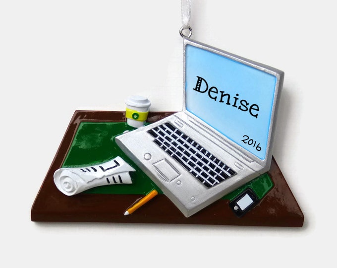 Laptop Computer Personalized Ornament Desk Office New Job Hand ...