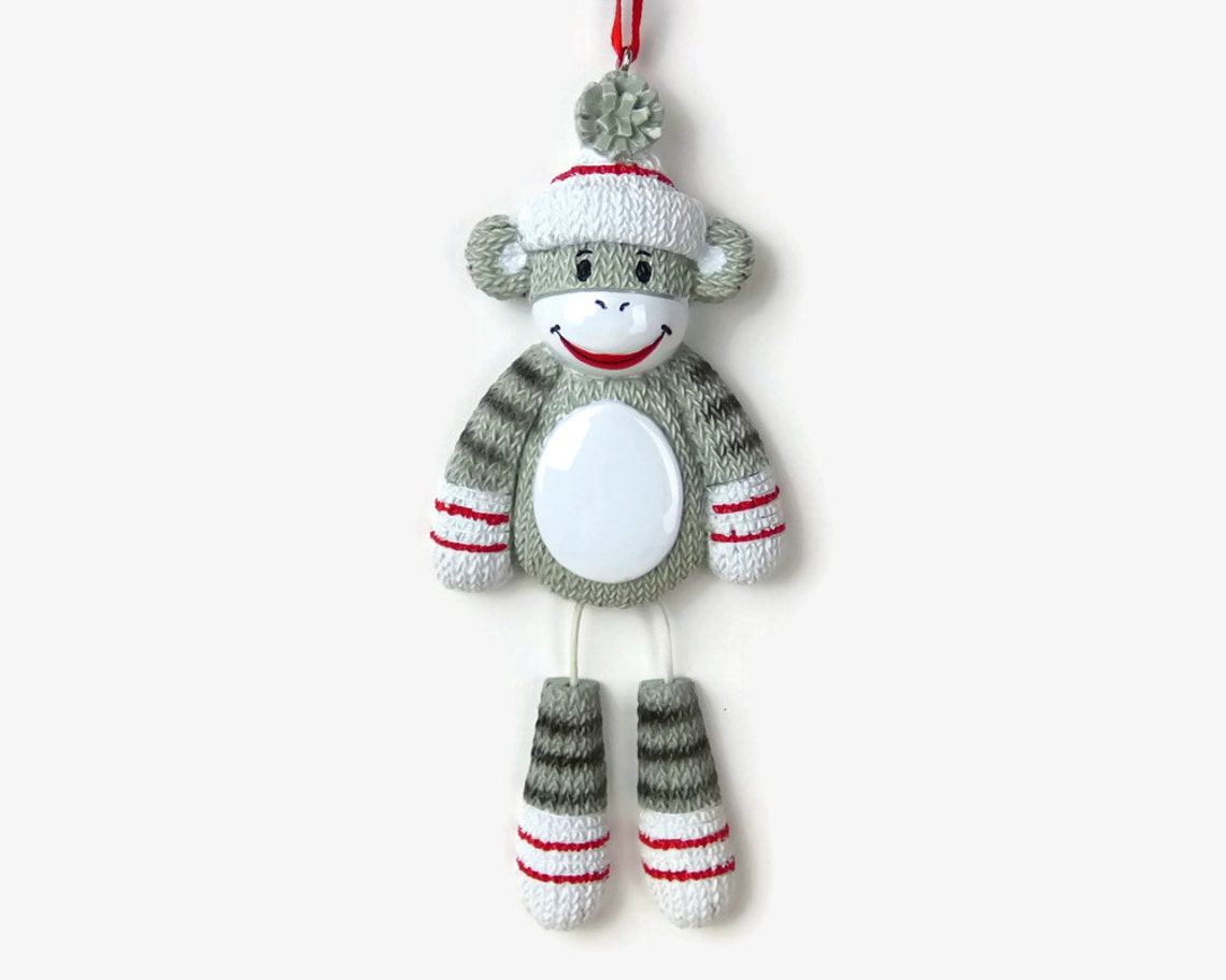 Sock Monkey Personalized Ornament - Hand Personalized Christmas ...