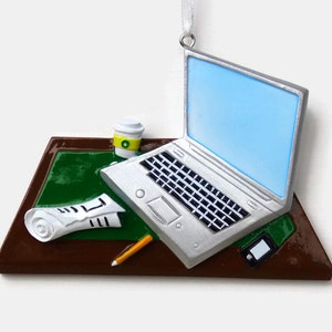 Laptop Computer Personalized Ornament - Desk - Office - New Job - Hand ...