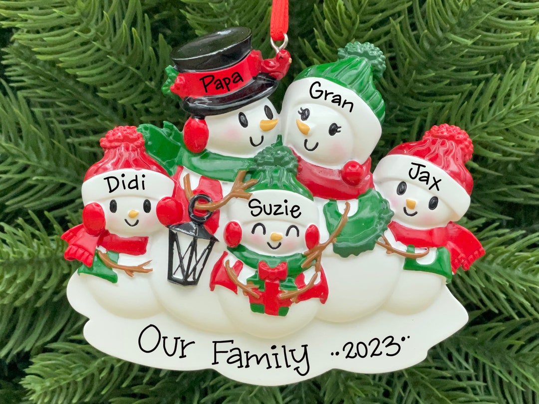 5 Snowmen Family Ornament • Family of Five • Personalized Family ...