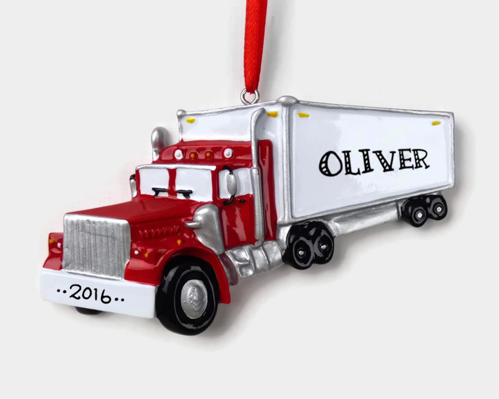 Semi Truck Personalized Ornament - Big Rig - 18 Wheeler - Hand ...
