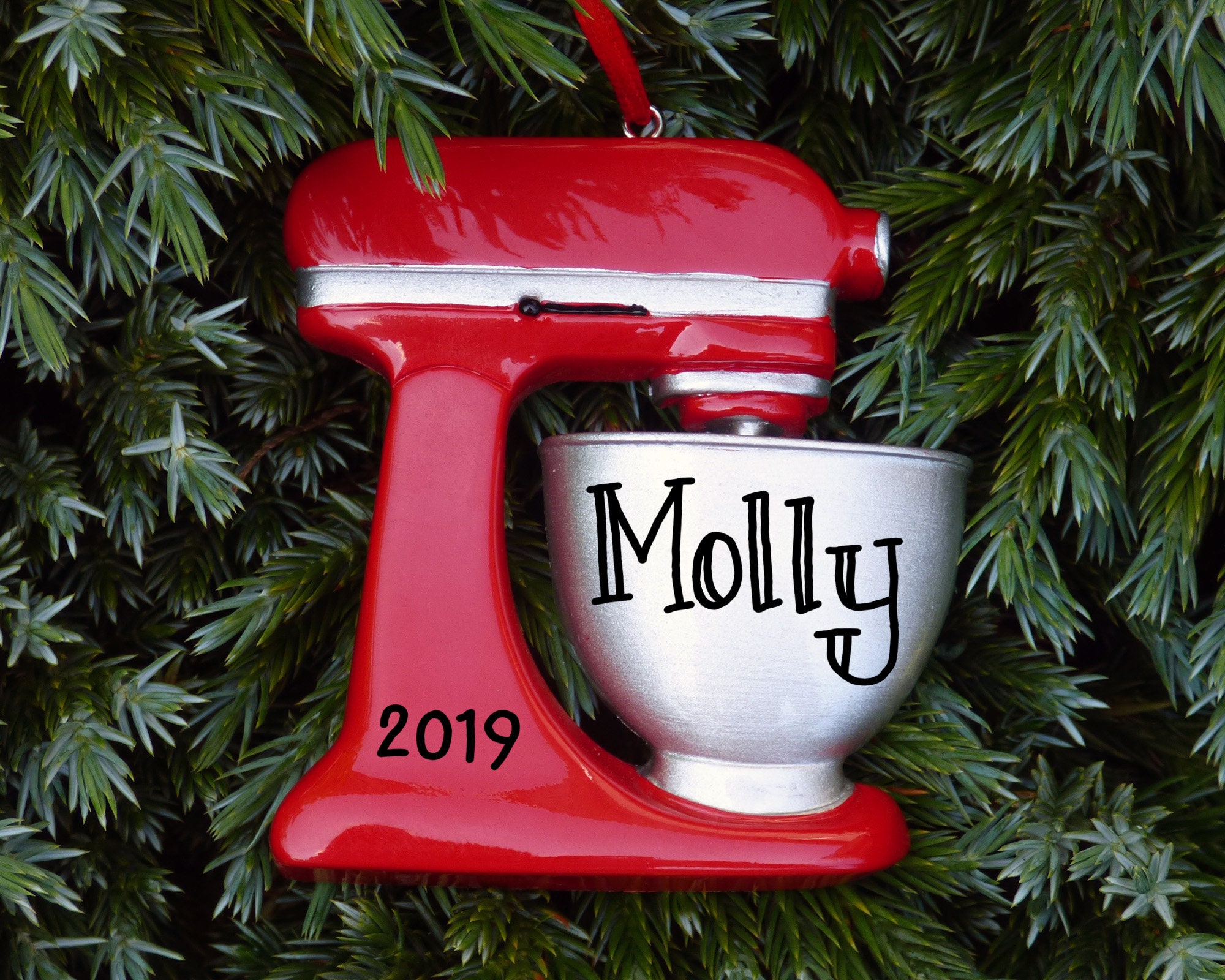 Red Mixer Personalized Ornament - Baker Personalized Ornament - Hand ...