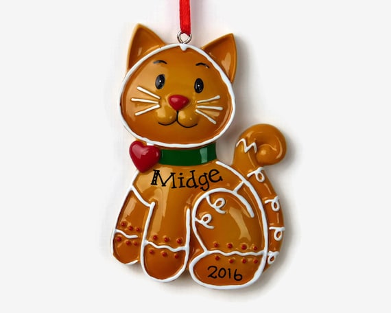 Gingerbread Cat Personalized Ornament Hand Personalized | Etsy
