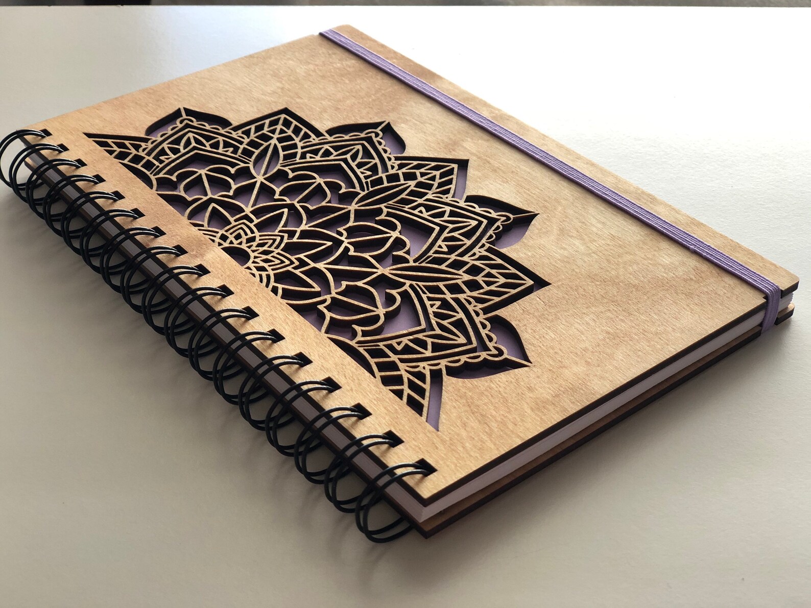 Mandala Wood Cover Notebook | Etsy
