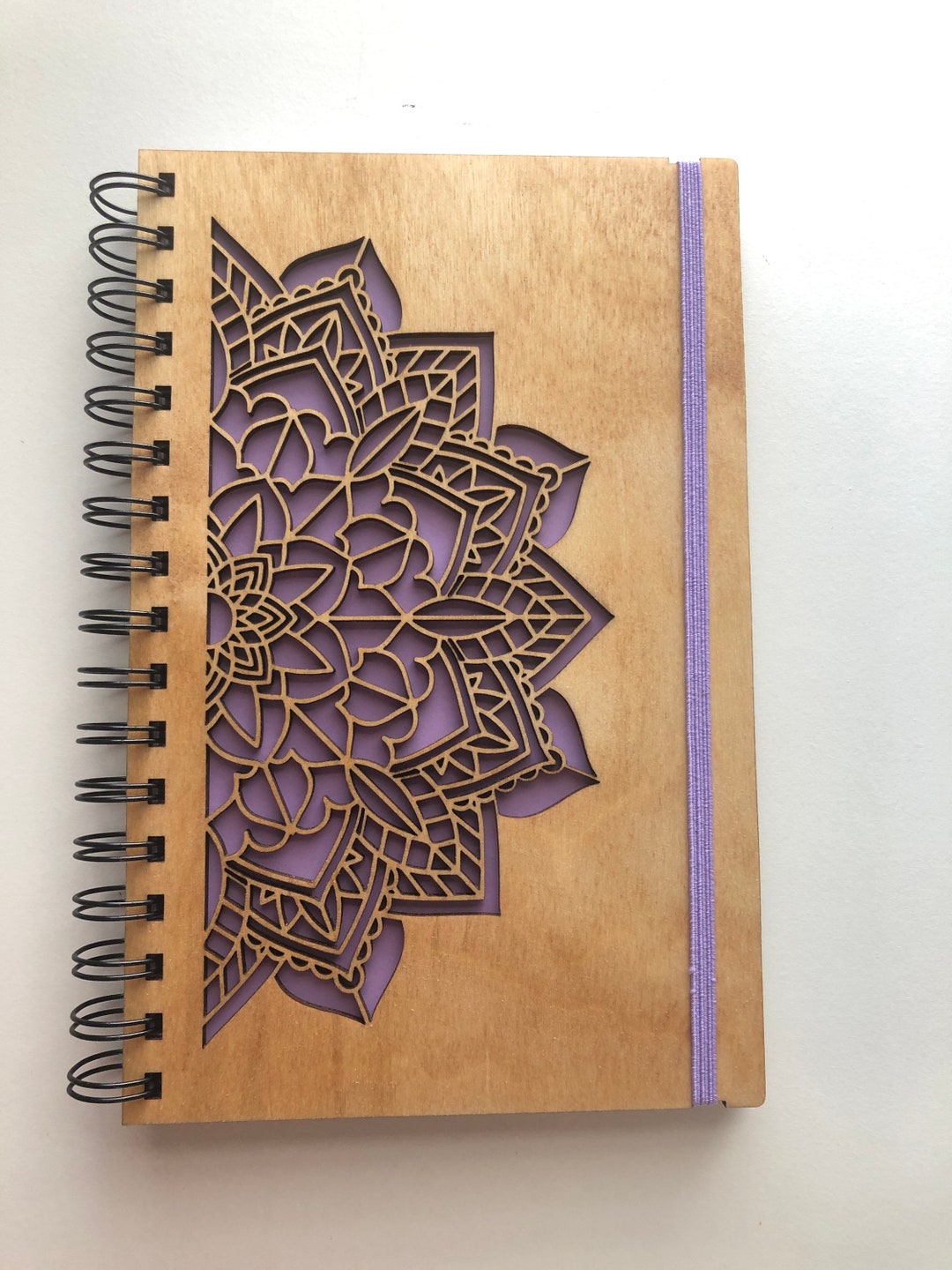 Mandala Wood Cover Notebook - Etsy