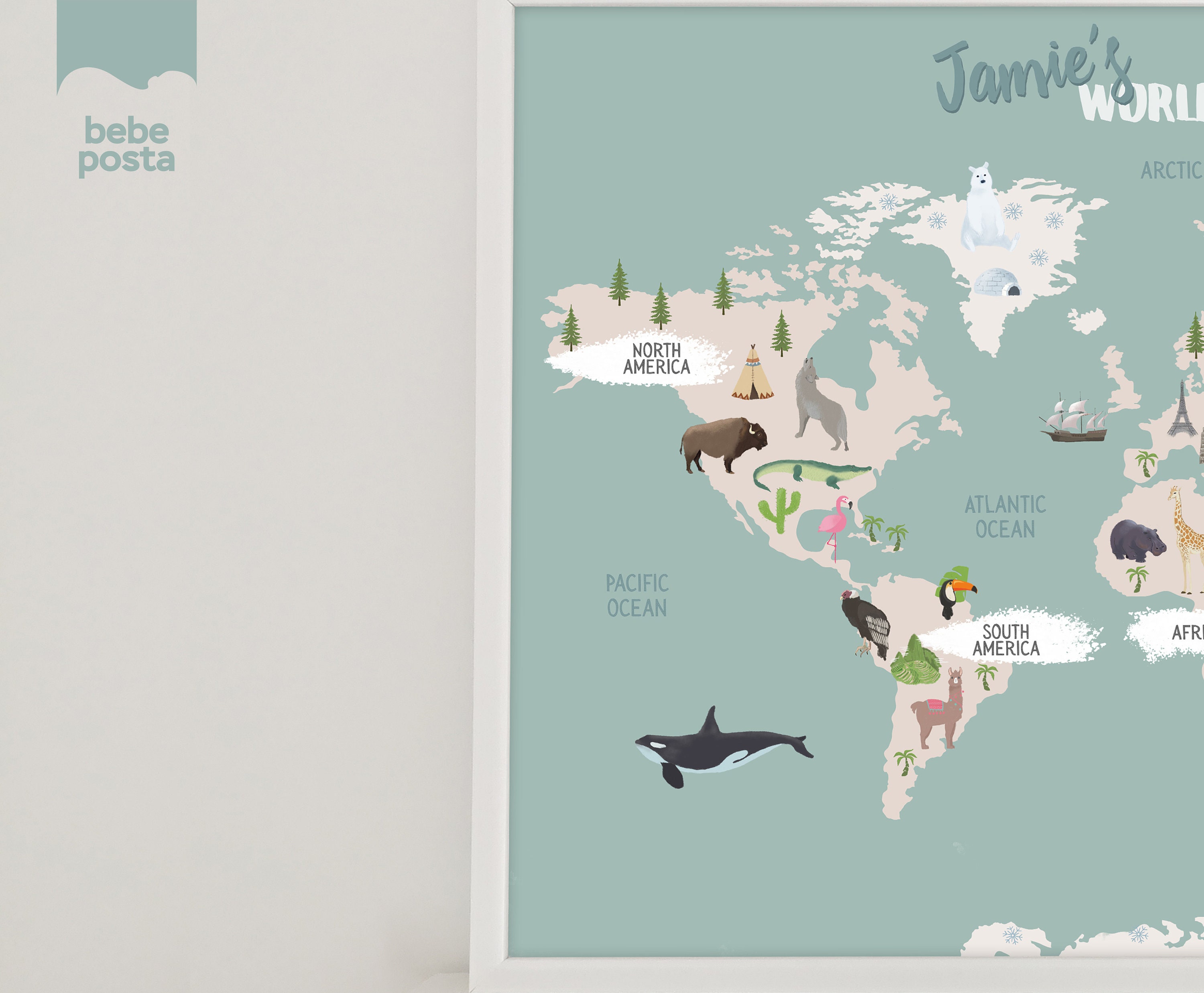 Digital World Map print Personalised World Map print Nursery | Etsy