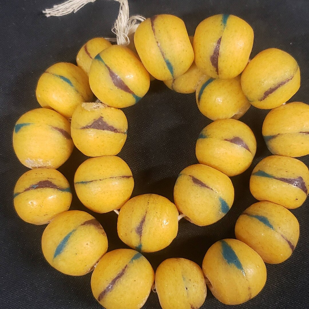 Perle africaine, grosse boule de perles de verre Krobo pour la ...