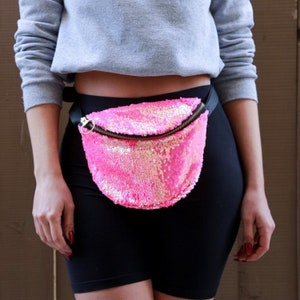 Pink Irridescent Mermaid Moveable Reversible Sequin Fanny Pack Bum ...