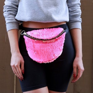 Pink Irridescent Mermaid Moveable Reversible Sequin Fanny Pack Bum ...
