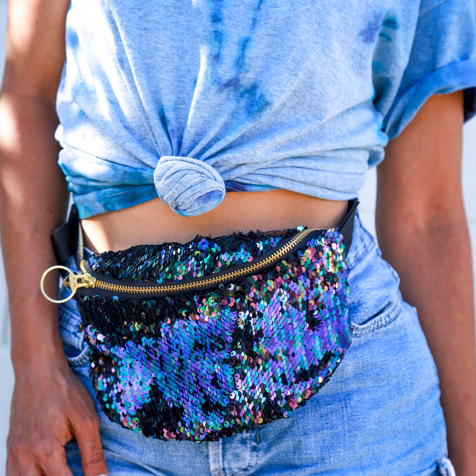 Purple Blue Mermaid Sparkle Sequin Fanny Pack Bum Waist Bag Festival ...