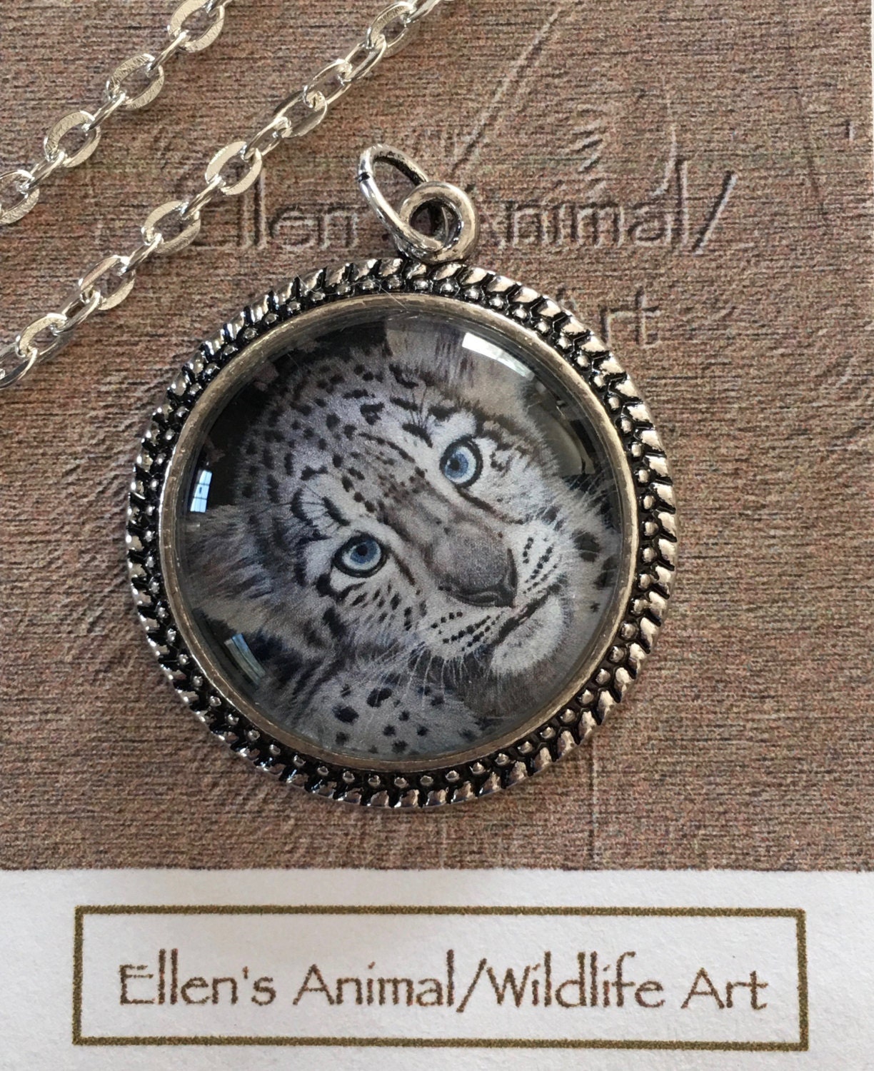 Snow leopard pendant snow leopardcub jewelry big cat snow | Etsy