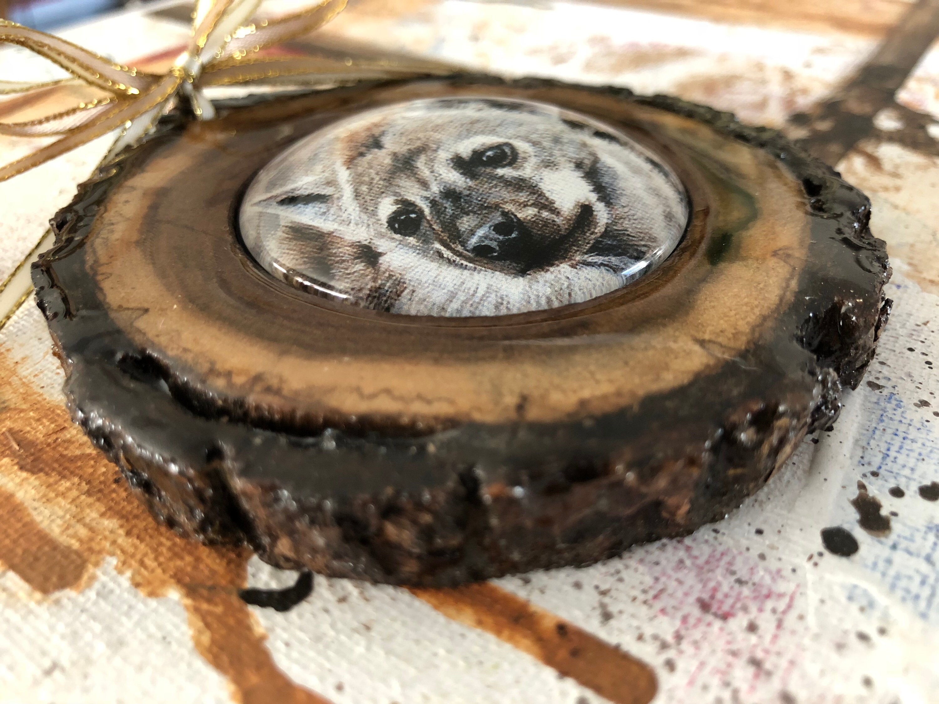 Hyena Ornament, Spotted Hyena Art, Wood, Cabochon, Christmas Ornament ...