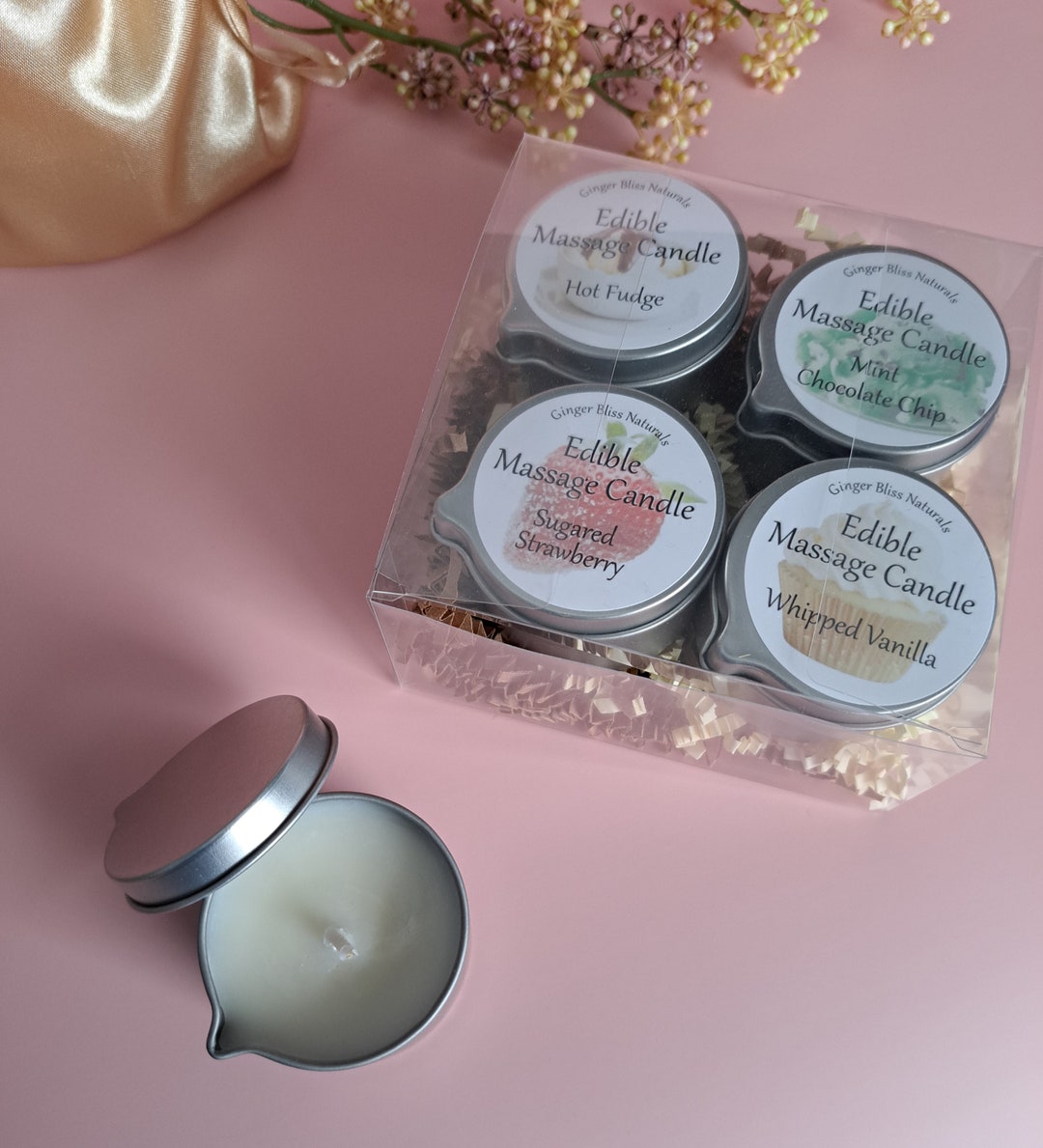 Edible Massage Oil Candle Set Sweet Coconut Wax Lickable & Kissable ...