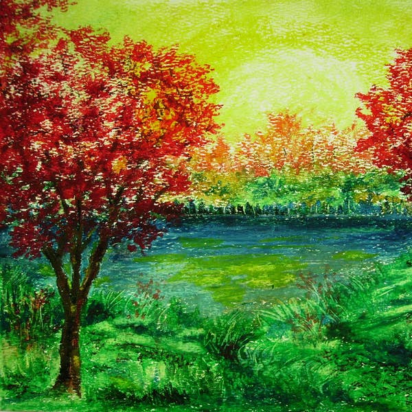 Oil Pastel Trees - Etsy