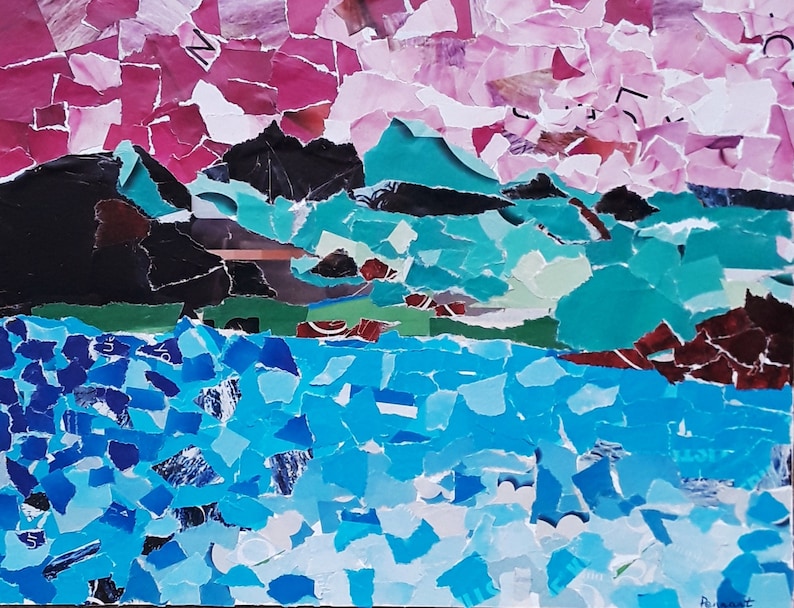 Collage Art, Collage Landscape, Landscape Art, Nature Art, Home Decor ...