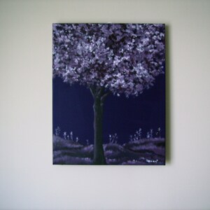 Purple Tree, Spring Landscape, Acrylic Painting, Canvas Art, Home Decor ...