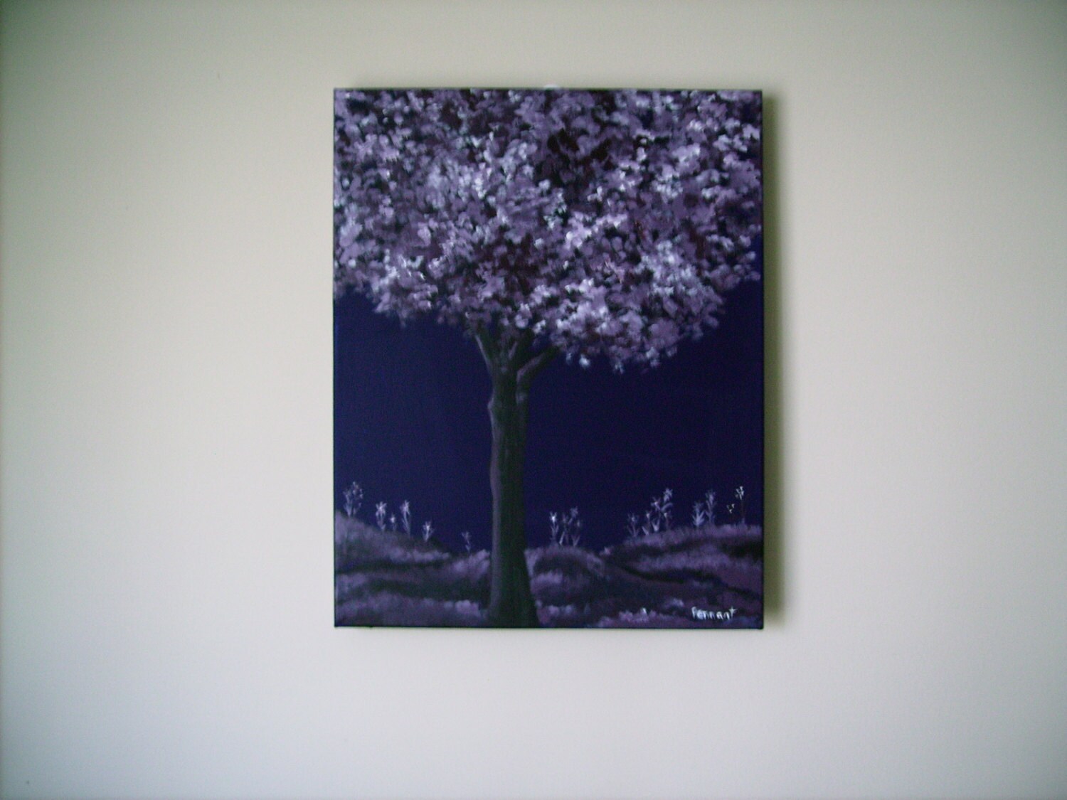 Purple Tree, Spring Landscape, Acrylic Painting, Canvas Art, Home Decor ...