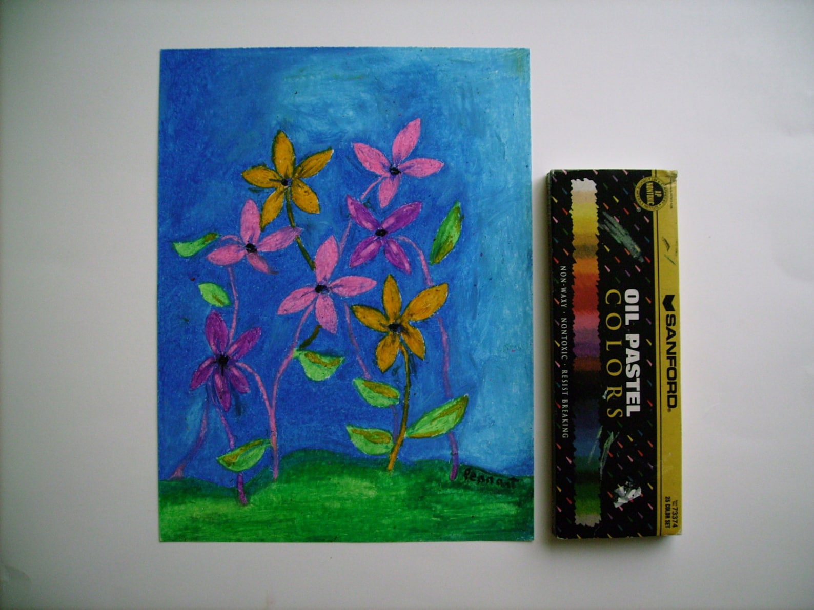 Spring Flowers, Original Oil Pastel Drawing on 9x12 Drawing Paper ...