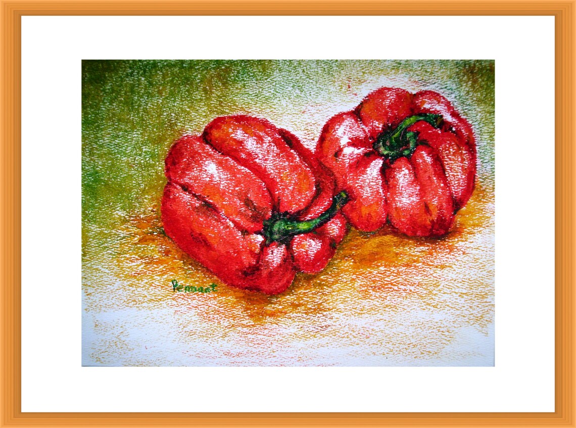 Pepper Drawing, Pepper Art, Red Peppers, Bell Pepper Drawing, Kitchen ...