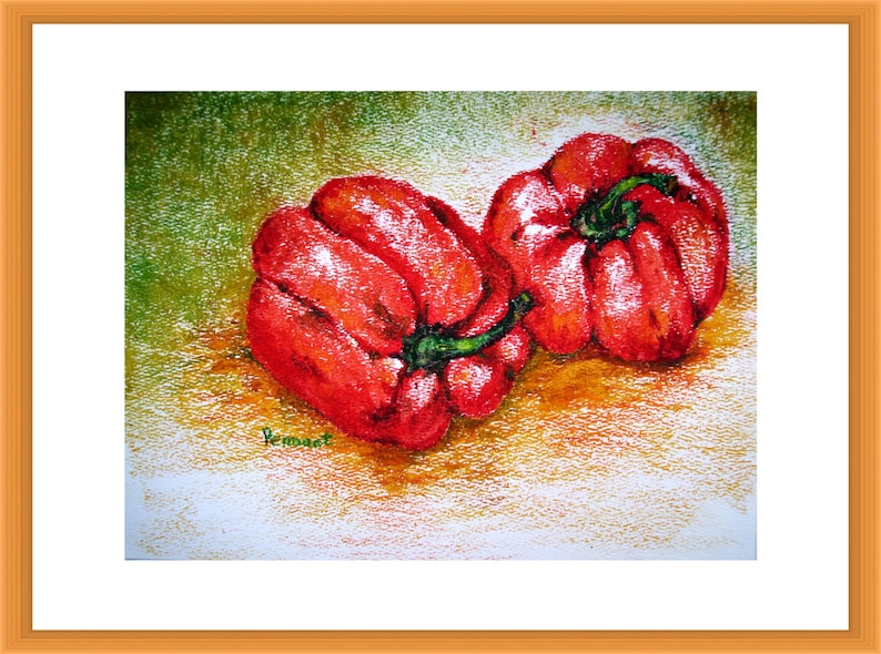 Pepper Drawing, Pepper Art, Red Peppers, Bell Pepper Drawing, Kitchen ...