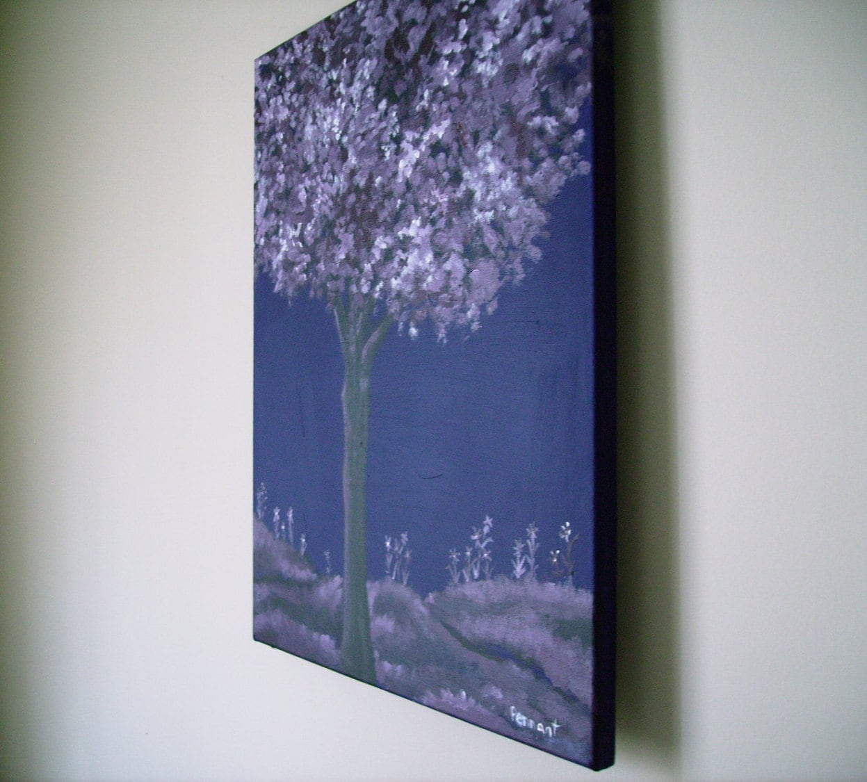Purple Tree, Spring Landscape, Acrylic Painting, Canvas Art, Home Decor ...