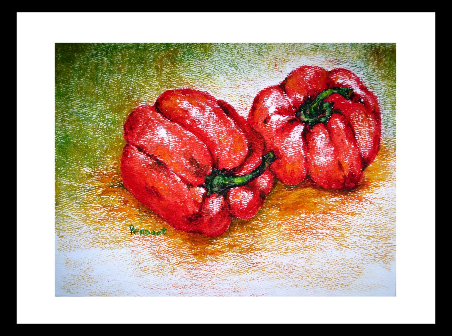 Pepper Drawing, Pepper Art, Red Peppers, Bell Pepper Drawing, Kitchen ...
