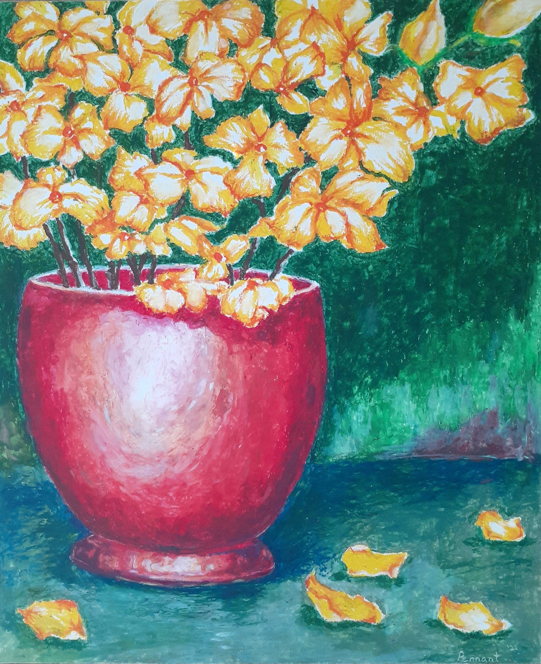 Floral Art, Floral Still Life, Oil Pastel Floral, Floral Oil Pastel ...