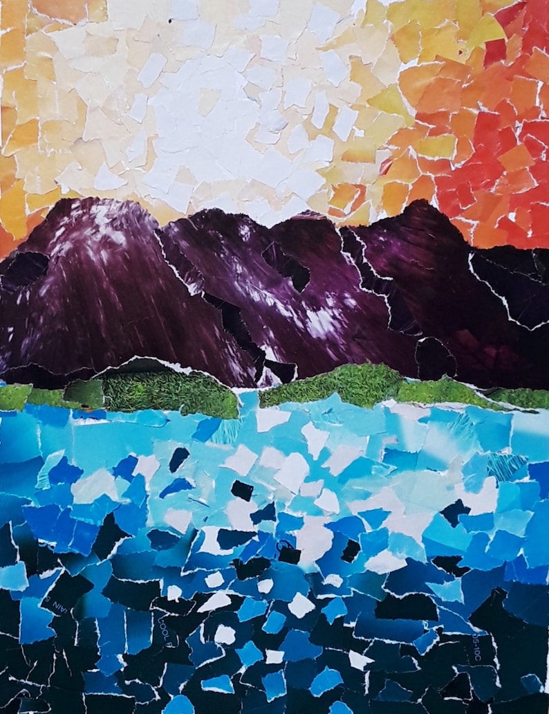 Collage Art, Collage Landscape, Landscape Art, Nature Art, Home Decor ...