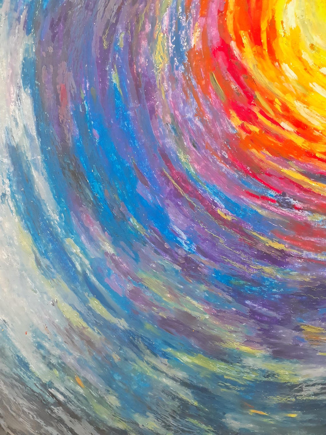 Oil Pastel Abstract, Original Oil Pastel, Colorful Art, Colorful Oil ...