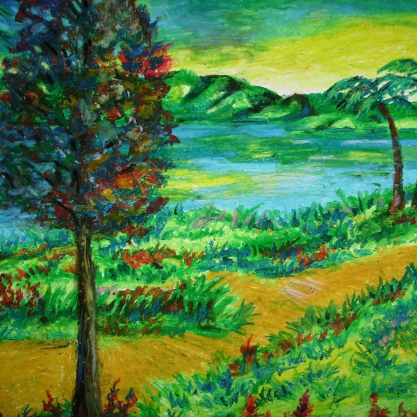 Oil Pastel Trees - Etsy